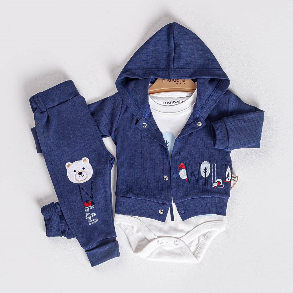 Baby Boys Three Piece Teddy Print Set (1-12M) - Junior Kids